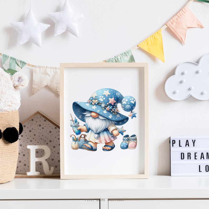 Watercolor Summer Beach Gnome Clipart Bundle Png, Seashell Starfish ...