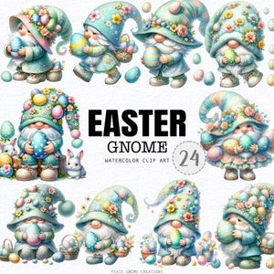 Watercolor Easter Gnome Png Clipart Bundle, Garden Clipart, Spring ...