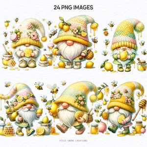 Watercolor Honey Lemon Bee Gnomes Clipart, Bee Gnome Clipart ...