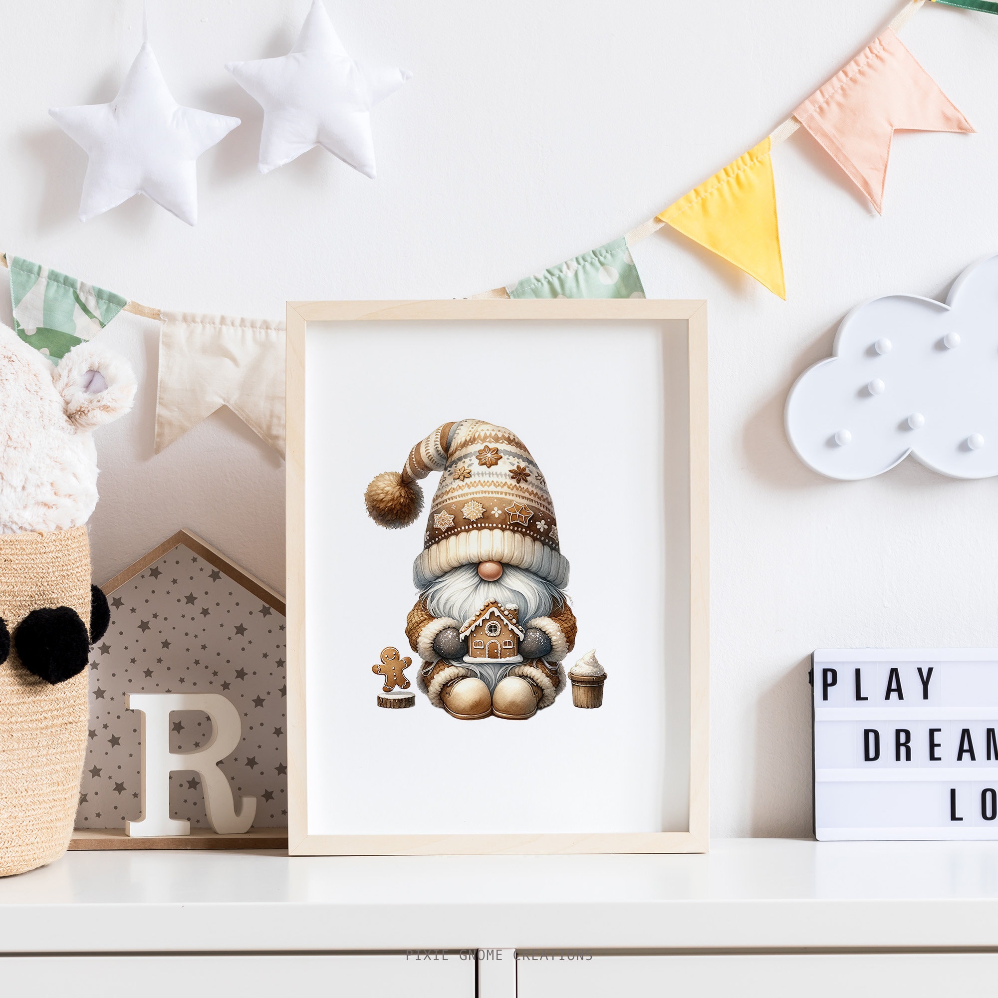 Watercolor Gingerbread Cookie Gnome Clipart PNG Bundle, Gingerbread Man ...