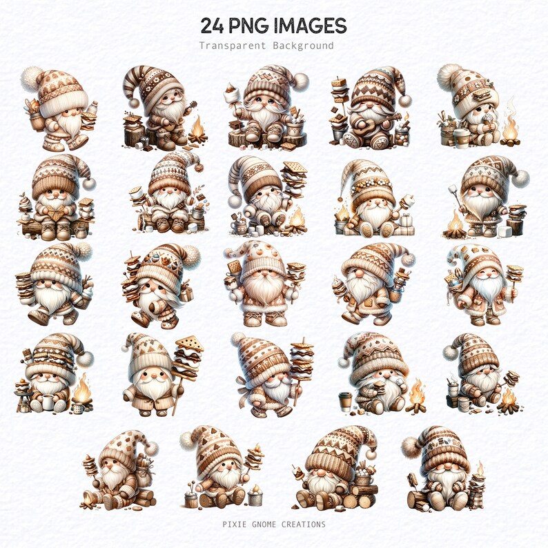 Watercolor Smores Gnome Clipart Bundle Png, Let's Get Toasted, Camping ...