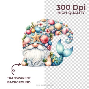 Watercolor Mermaid Gnome Clipart Bundles, Cute Fairytale Clipart ...