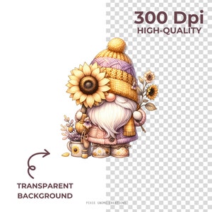 Watercolor Summer Garden Sunflowers Gnome Clipart Bundle Png, Garden ...