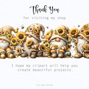 Watercolor Sunflower Bee Gnome Clipart Bundles, Gnome With Flowers ...