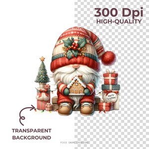 Watercolor Christmas Gnome Clipart PNG Bundle, Gingerbread Man ...