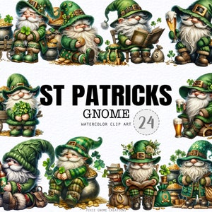 Watercolor St Patricks Day Gnomes Png, Cute Gnomes Clipart, Patrick Day ...