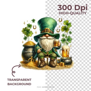 Watercolor St Patricks Day Gnomes Png Clipart Bundle, Irish Beer, Cute ...