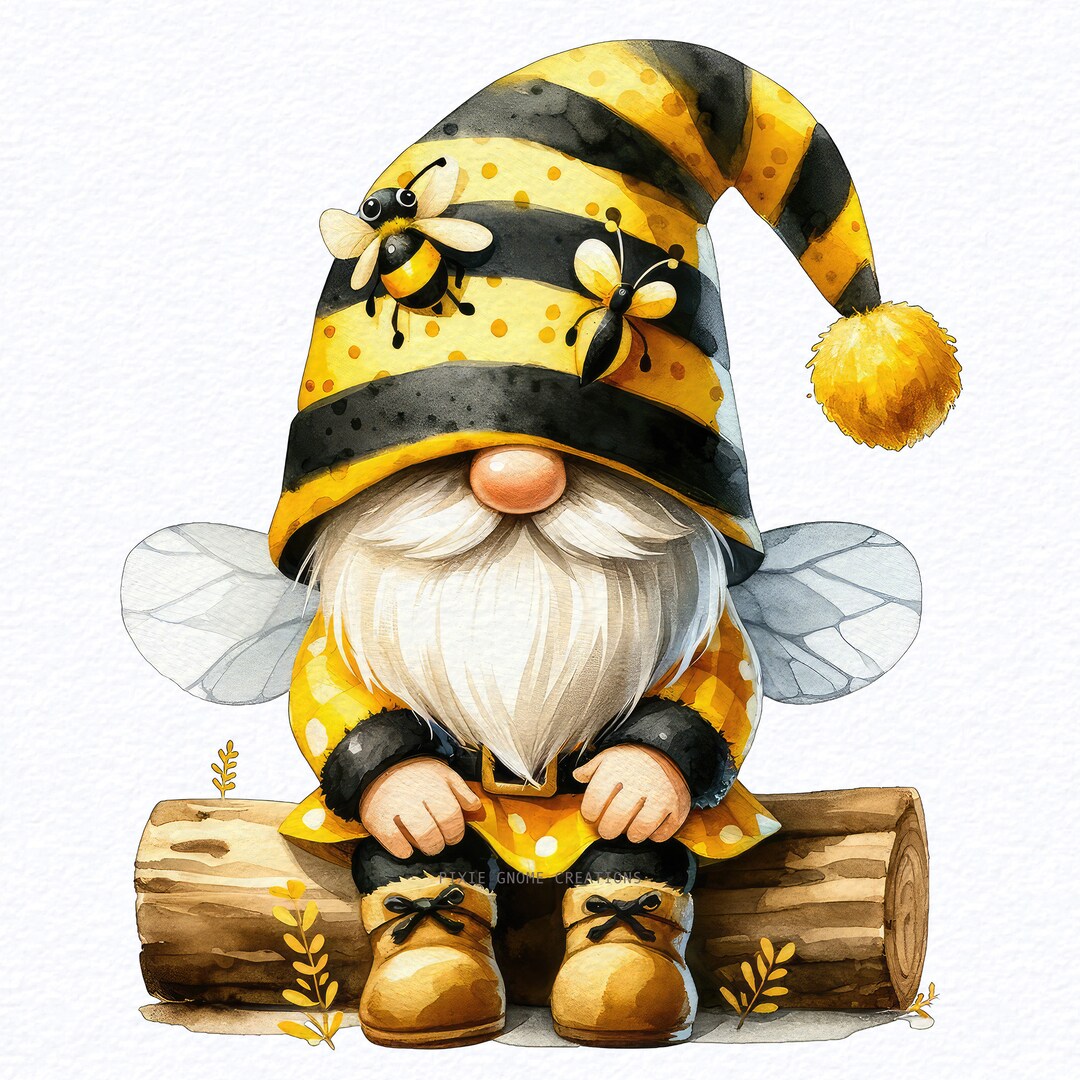 Watercolor Bumble Bee Gnomes Clipart Png, Honey Bee Gnomes PNG ...