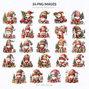 Watercolor Christmas Gnome Clipart PNG Bundle, Gingerbread Man ...