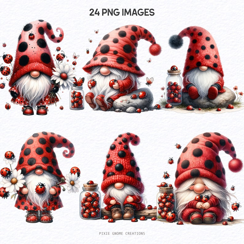 Watercolor Miraculous Ladybug Gnome PNG Clipart Bundle, Miraculous ...