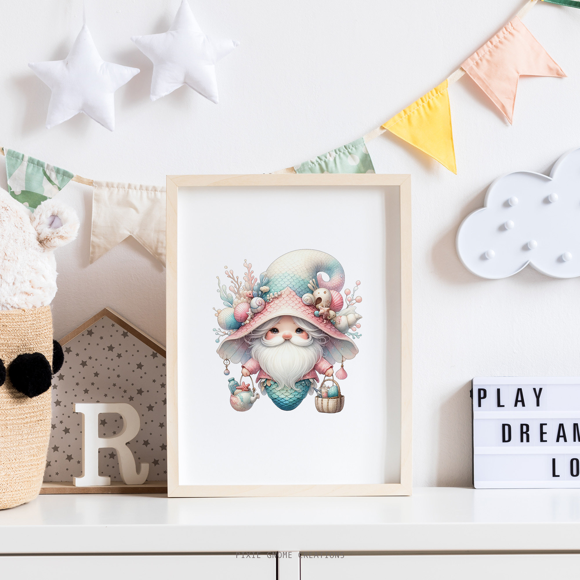 Watercolor Mermaid Gnome Clipart Bundles, Cute Fairytale Clipart ...