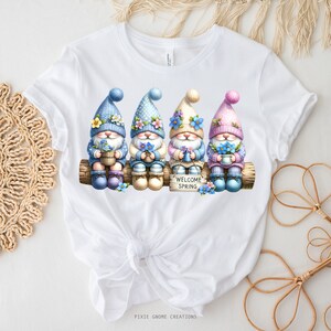 Watercolor Forget Me Not Flower Wreath Gnome Clipart Bundles, Gnome ...