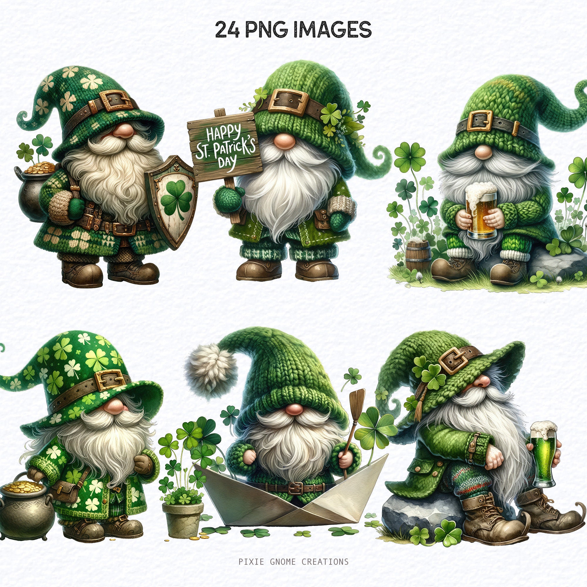 Watercolor St Patricks Day Gnomes Png, Cute Gnomes Clipart, Patrick Day ...