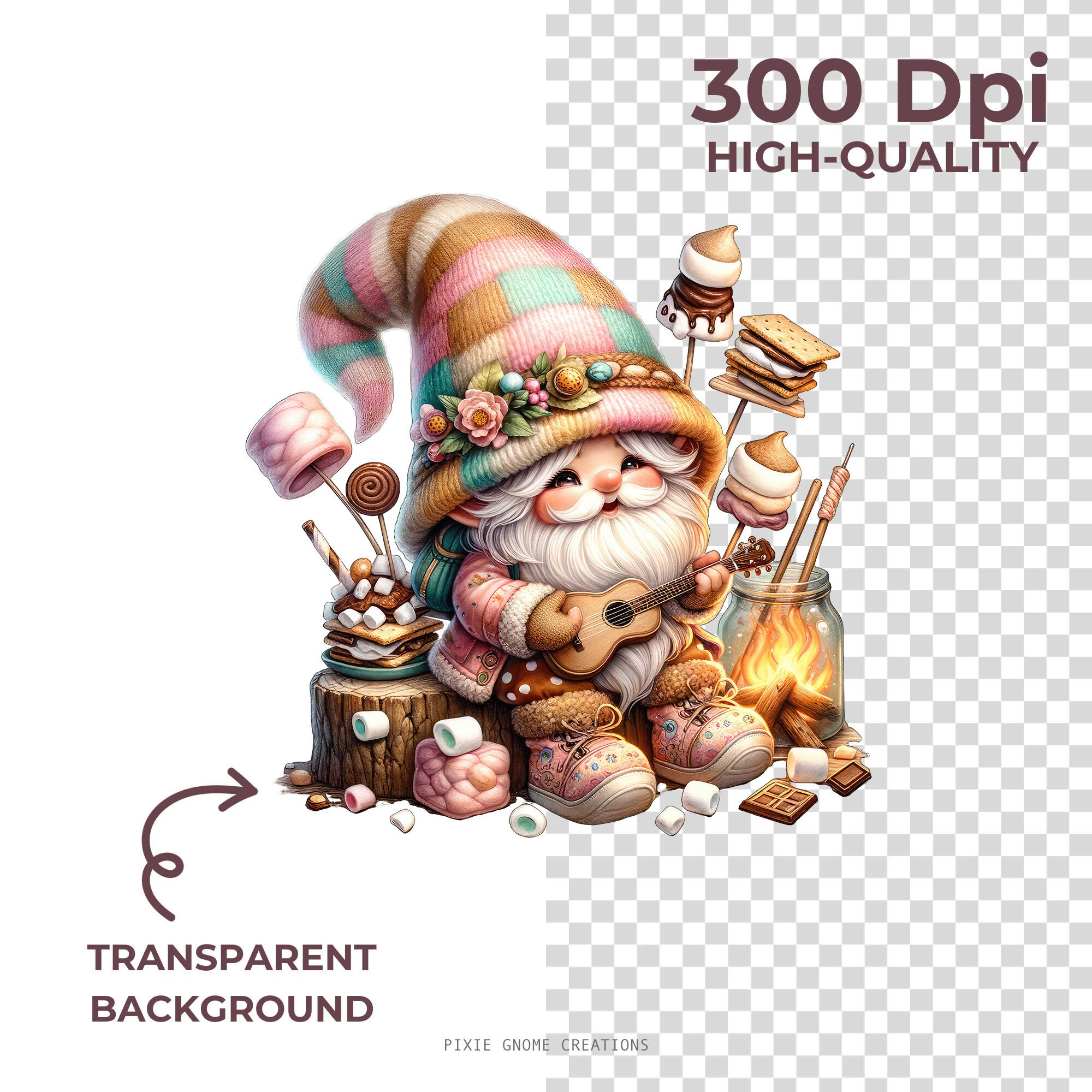 Watercolor Smores Gnome Clipart Bundle Png, Let's Get Toasted, Camping ...