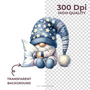 Watercolor Pastel Pijamas Gnome Clipart PNG Bundle, Cute Bed Time ...