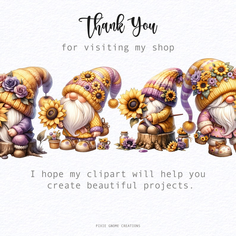 Watercolor Summer Garden Sunflowers Gnome Clipart Bundle Png, Garden ...