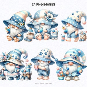 Watercolor Summer Beach Gnome Clipart Bundle Png, Seashell Starfish ...