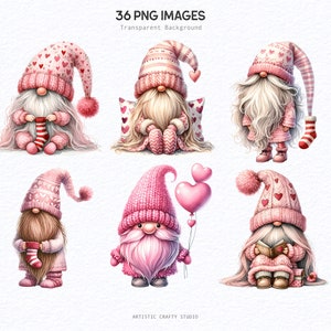 Watercolor Valentines Gnomes Clipart, Valentines Day Clipart Bundle ...