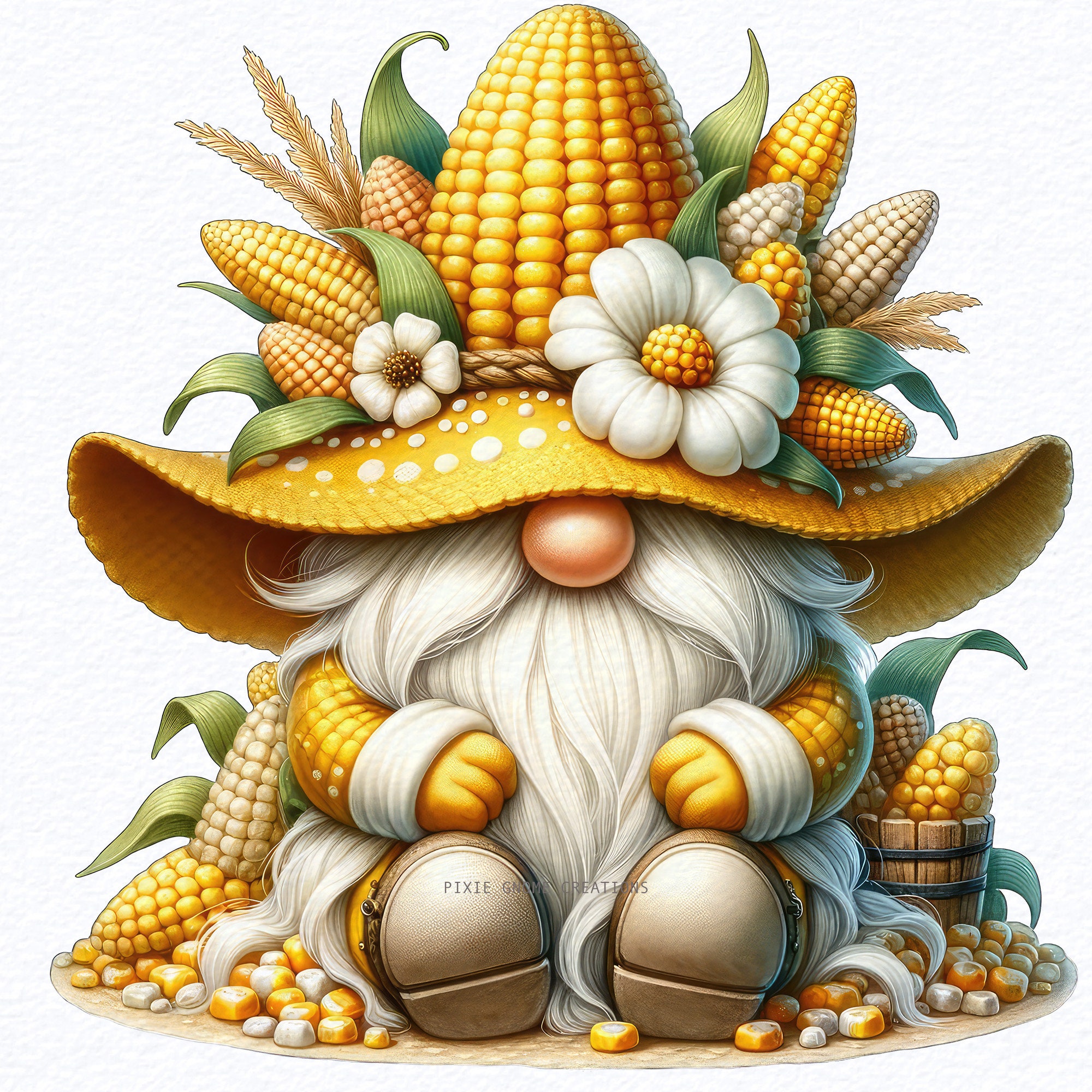Watercolor Corn Farmer Gnome Clipart PNG, Clipart Bundle, Gnomes PNG ...