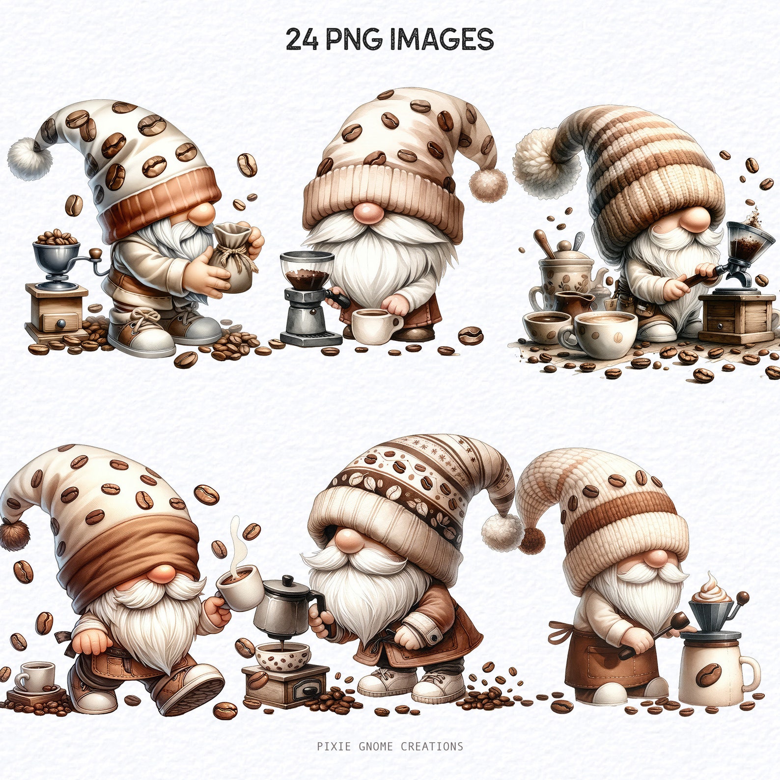 Watercolor Coffee Beans Lover Barista Gnome ,coffee Gnomes Png, Coffee ...