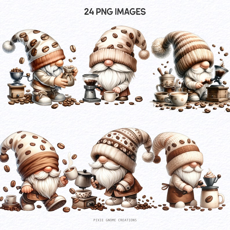 Watercolor Coffee Beans Lover Barista Gnome ,coffee Gnomes Png, Coffee ...