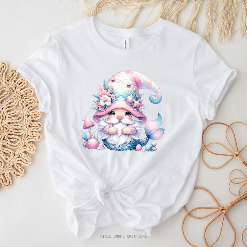 Watercolor Mermaid Gnome Clipart Bundles, Cute Fairytale Clipart ...