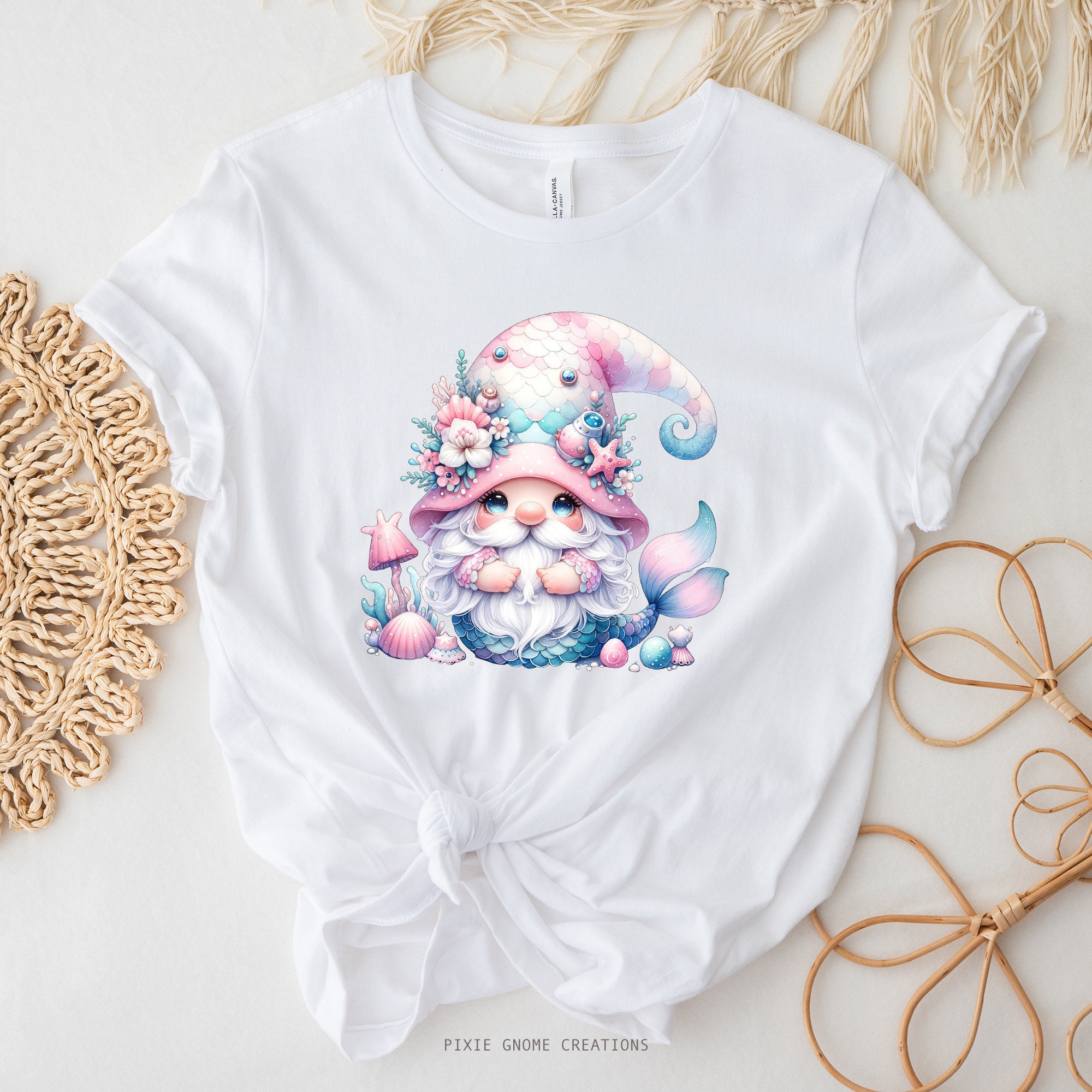 Watercolor Mermaid Gnome Clipart Bundles, Cute Fairytale Clipart ...