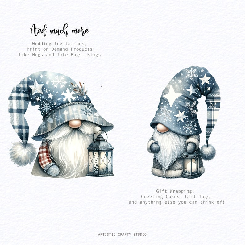 30 Watercolor Gnome Bundle Png, Watercolor White Christmas Gnomes ...