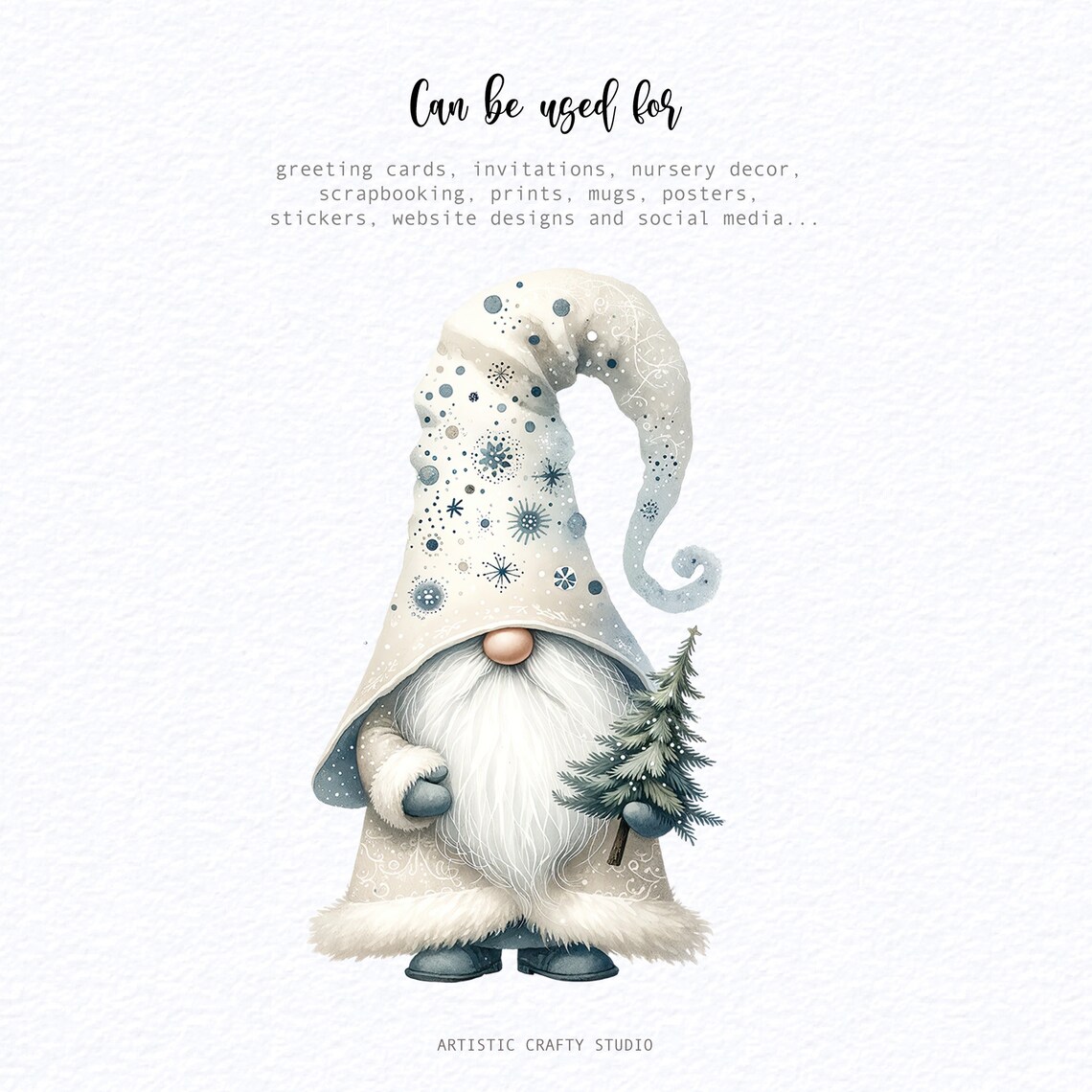 36 Watercolor Gnome Bundle Png, Watercolor White Christmas Gnomes ...