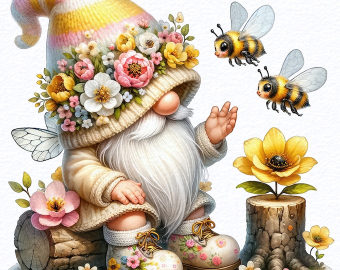 Honey Bees & Gnomes Spring Clipart Collection - Etsy