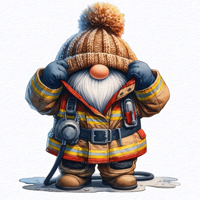 Watercolor Firefighter Gnomes Png, Fireman Gnomes, Firefighter Png ...