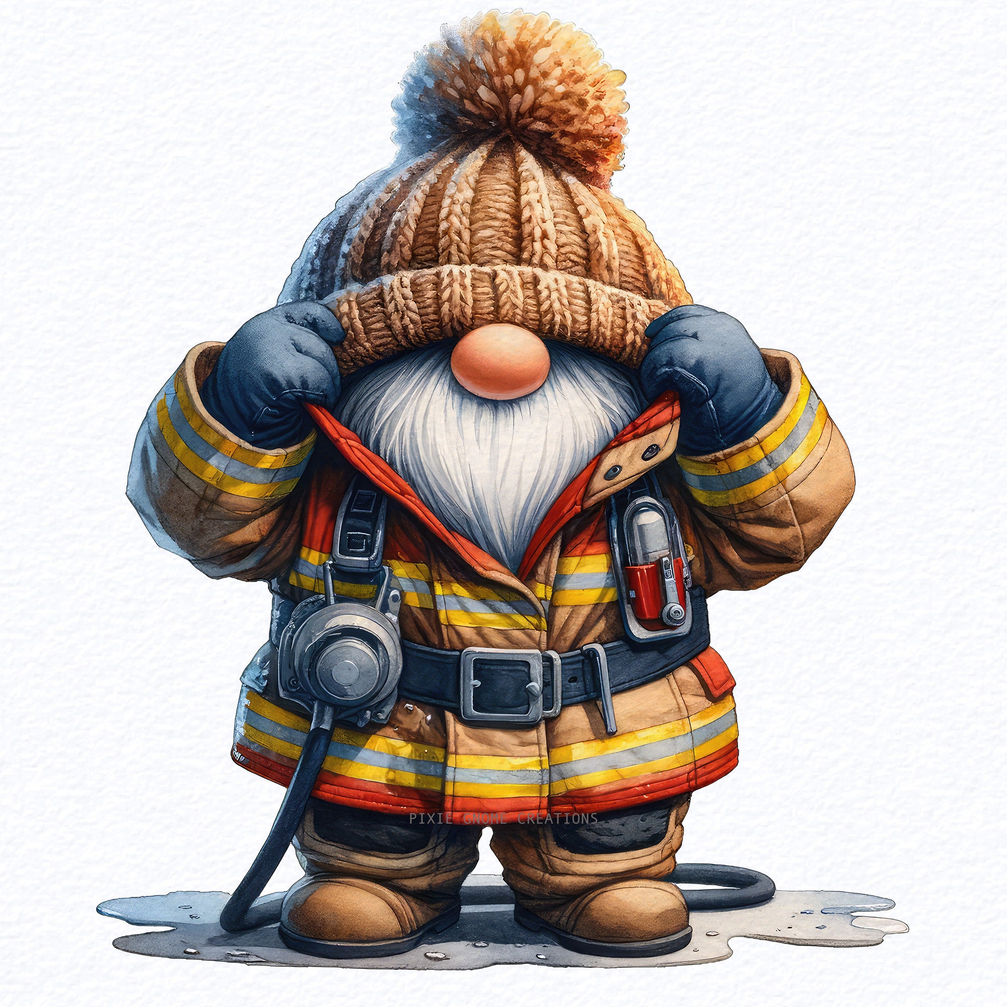 Watercolor Firefighter Gnomes Png, Fireman Gnomes, Army Firefighter Png ...