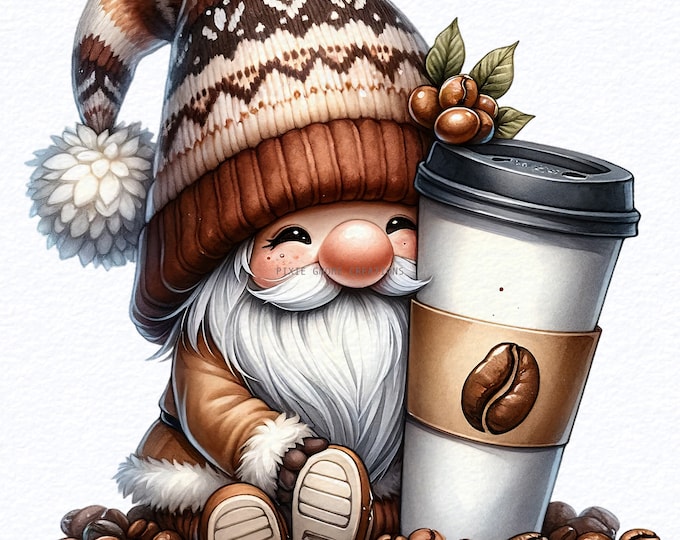 Cute Coffee Gnomes Clipart Bundle Coffee Graphics Gnomes Creative Gift ...