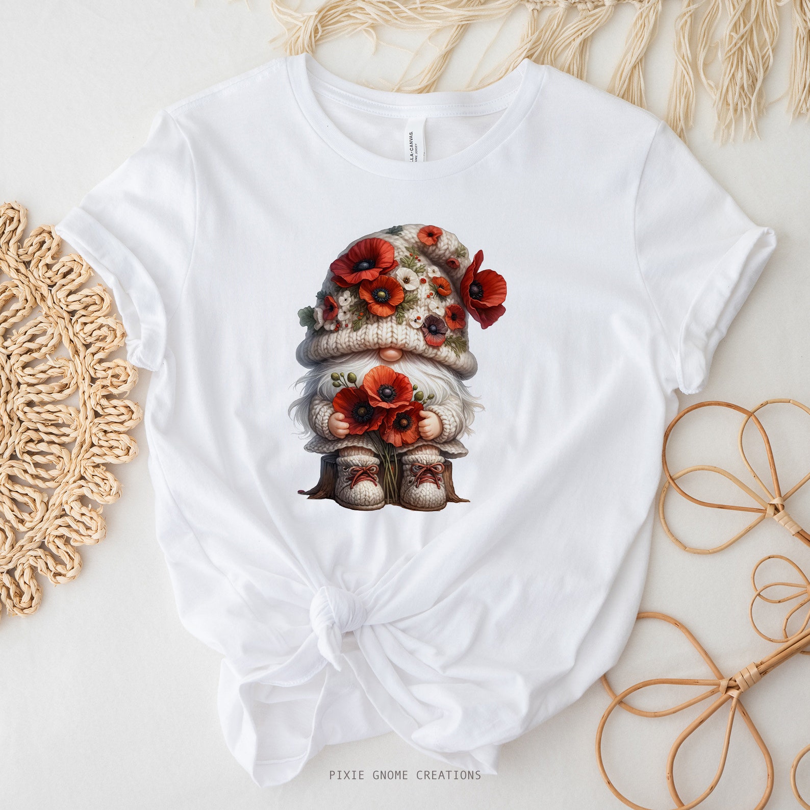 Watercolor Valentines Poppy Remembrance Floral Gnome Clipart PNG Bundle ...