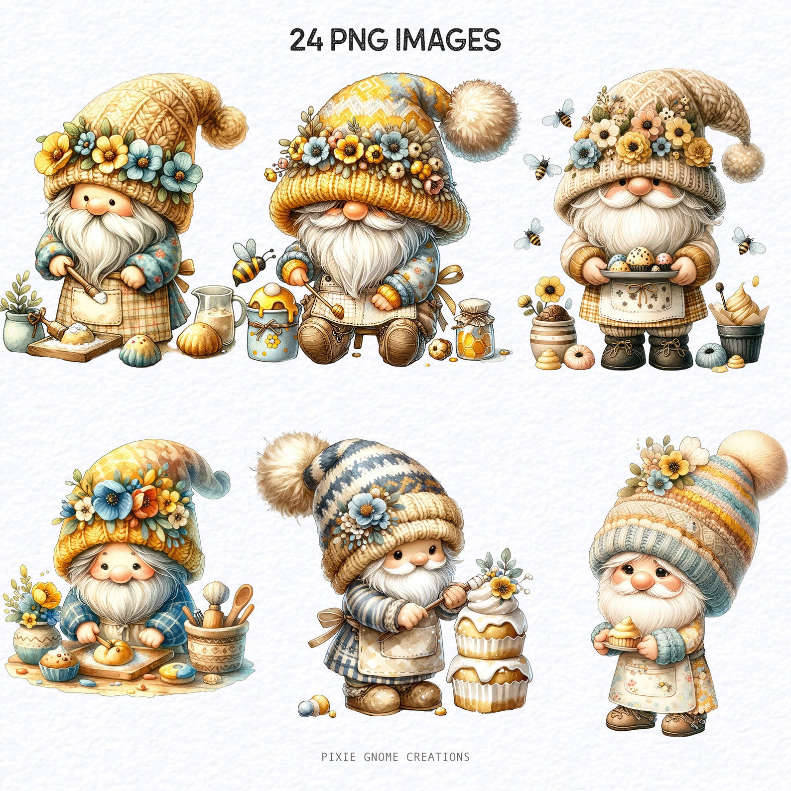 Watercolor Gnome Pastry Chef Clipart, Chef Gnome Clipart, Baked With ...