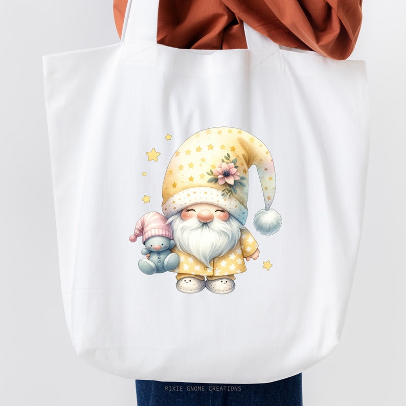 Watercolor Pastel Pijamas Gnome Clipart PNG Bundle, Cute Bed Time ...