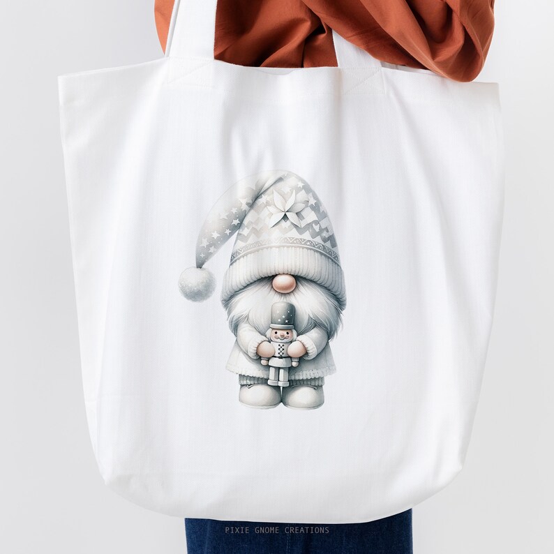 Watercolor White Gnome Clipart Bundle Png, White Gnome Clipart ...