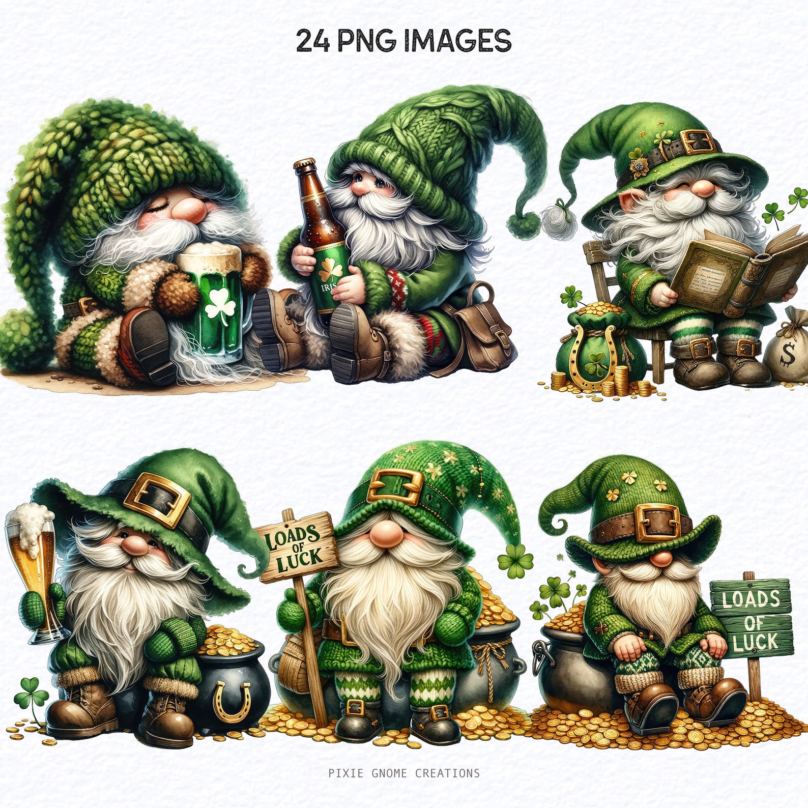Watercolor St Patricks Day Gnomes Png, Cute Gnomes Clipart, Patrick Day ...