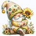 Watercolor Sunflowers Gnome Clipart Bundle Png, Garden Clipart, Spring ...