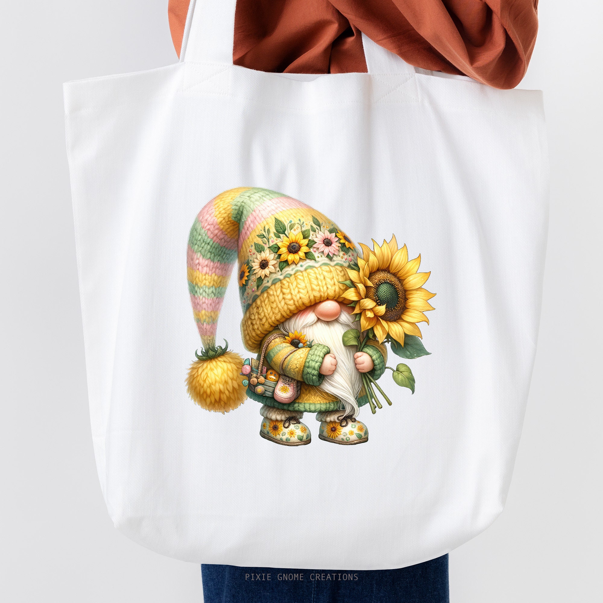 Watercolor Sunflowers Gnome Clipart Bundle Png, Garden Clipart, Spring ...