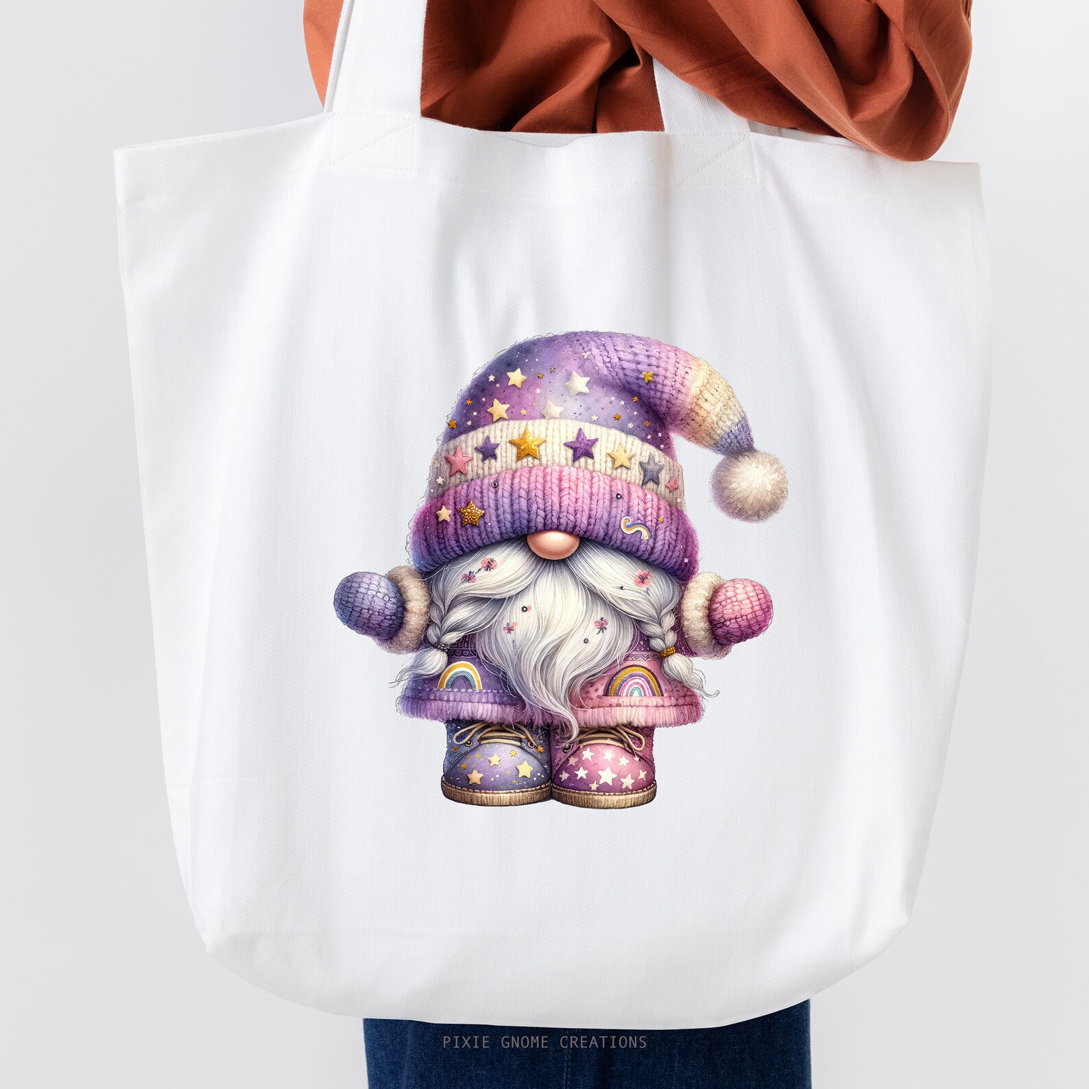 Watercolor Rainbow Star Gnome Png Clipart Bundle, Valentine Colorful ...