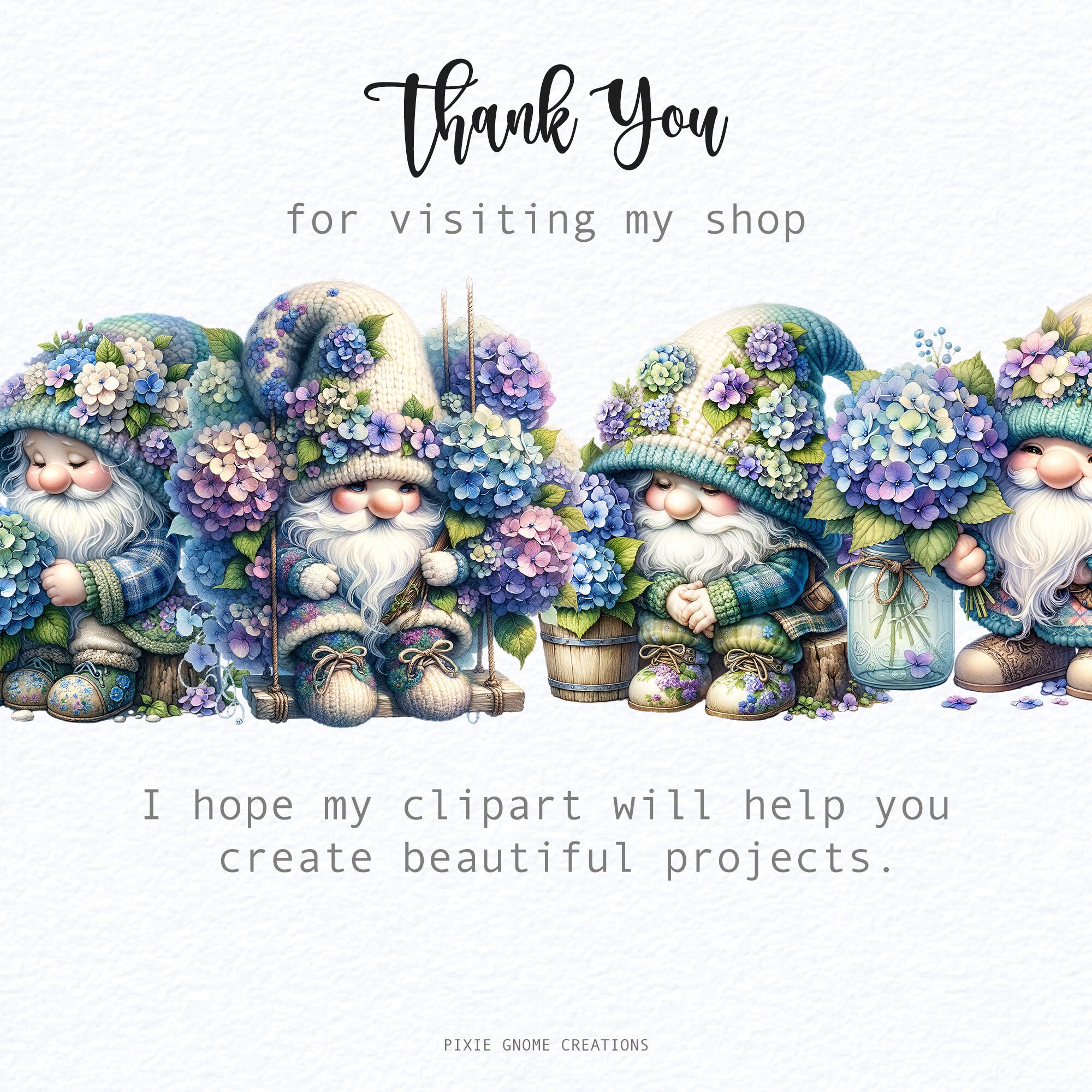 Watercolor Hydrangeas Gnomes Png, Cute Floral Gnome, Valentines Gnomes ...