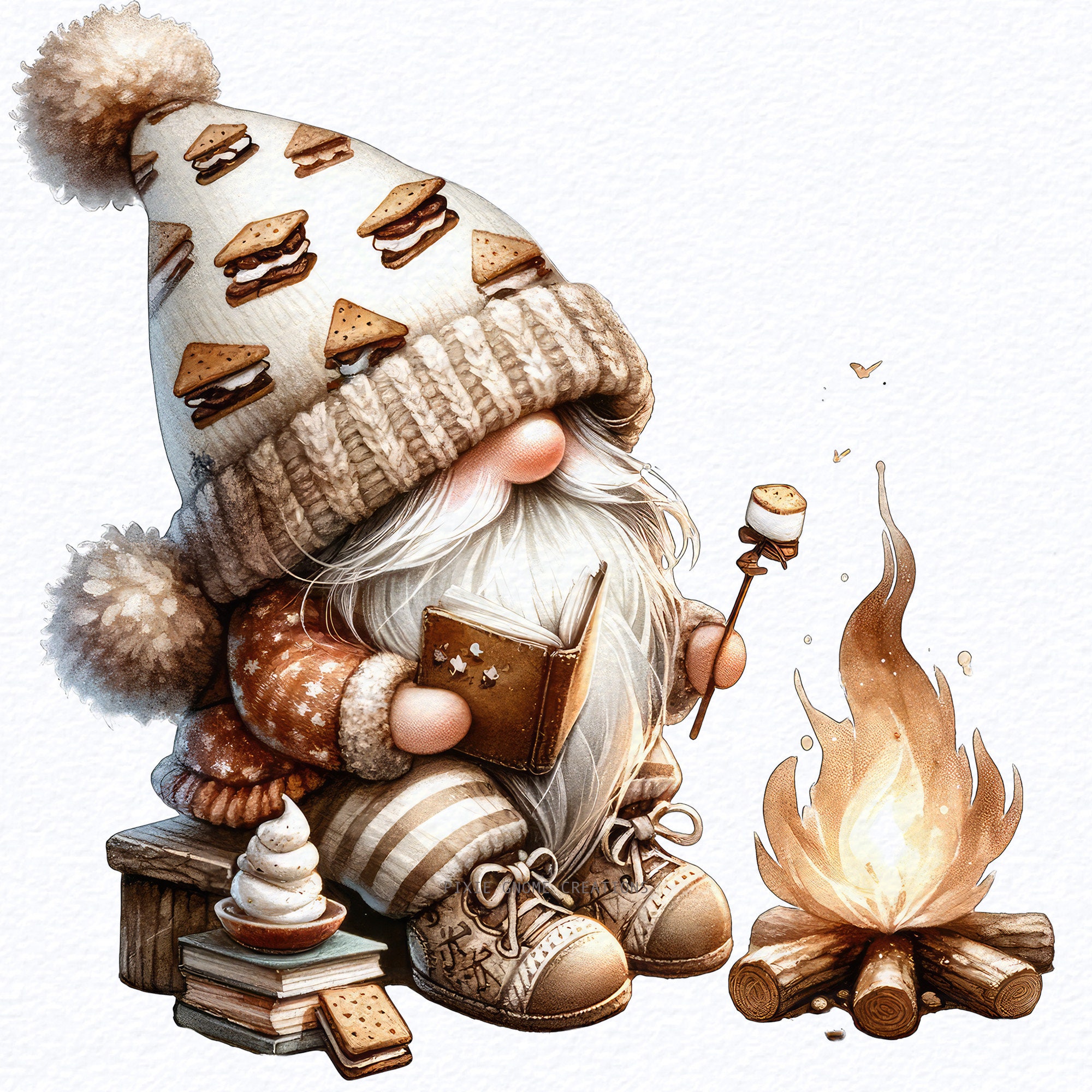 Watercolor Smores Gnome Clipart Bundle Png, Let's Get Toasted, Camping ...