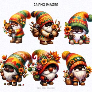 Watercolor African Gnome Gnome Png Clipart Bundle, Black History Month ...