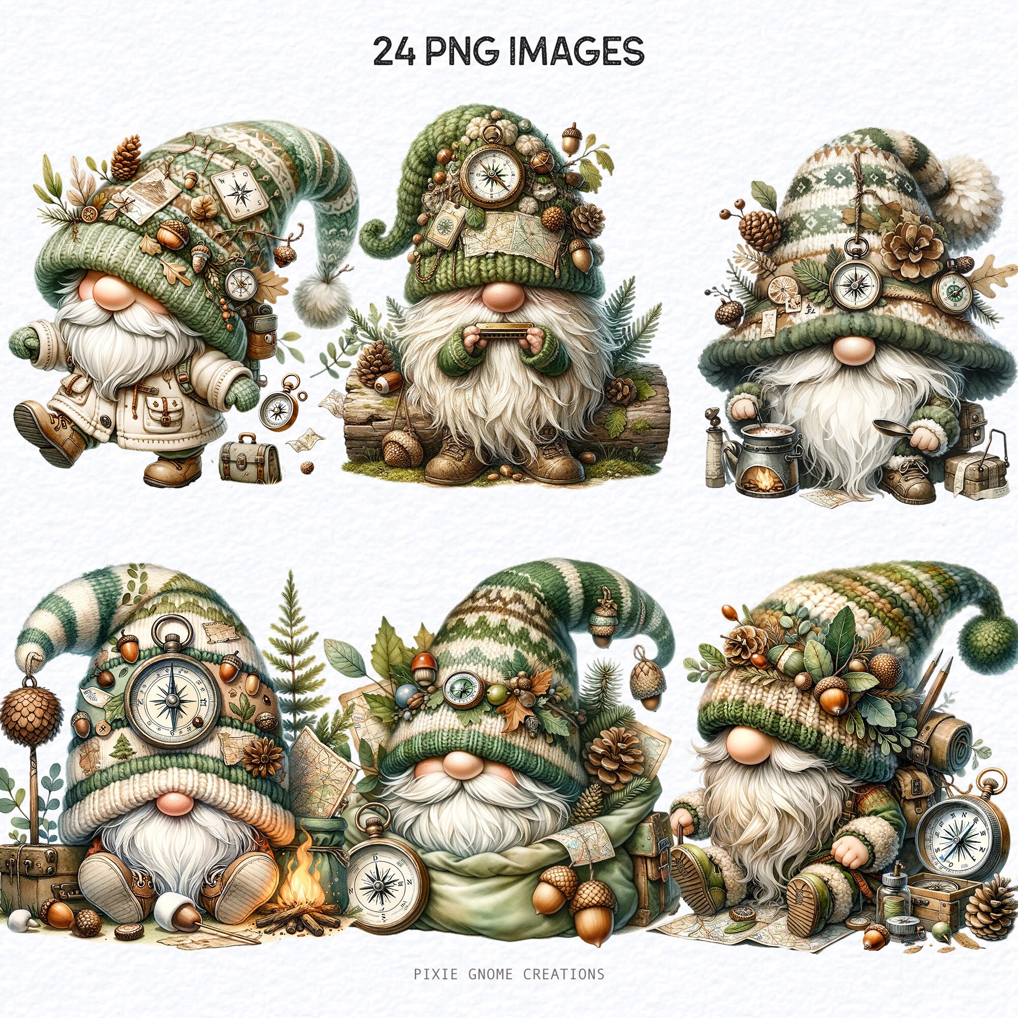 Watercolor Camping Gnome Clipart Bundle Png, Fall Gnomes, Camp Fire ...
