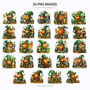 Watercolor St Patricks Day Gnomes Png Clipart Bundle, Irish Beer, Cute ...