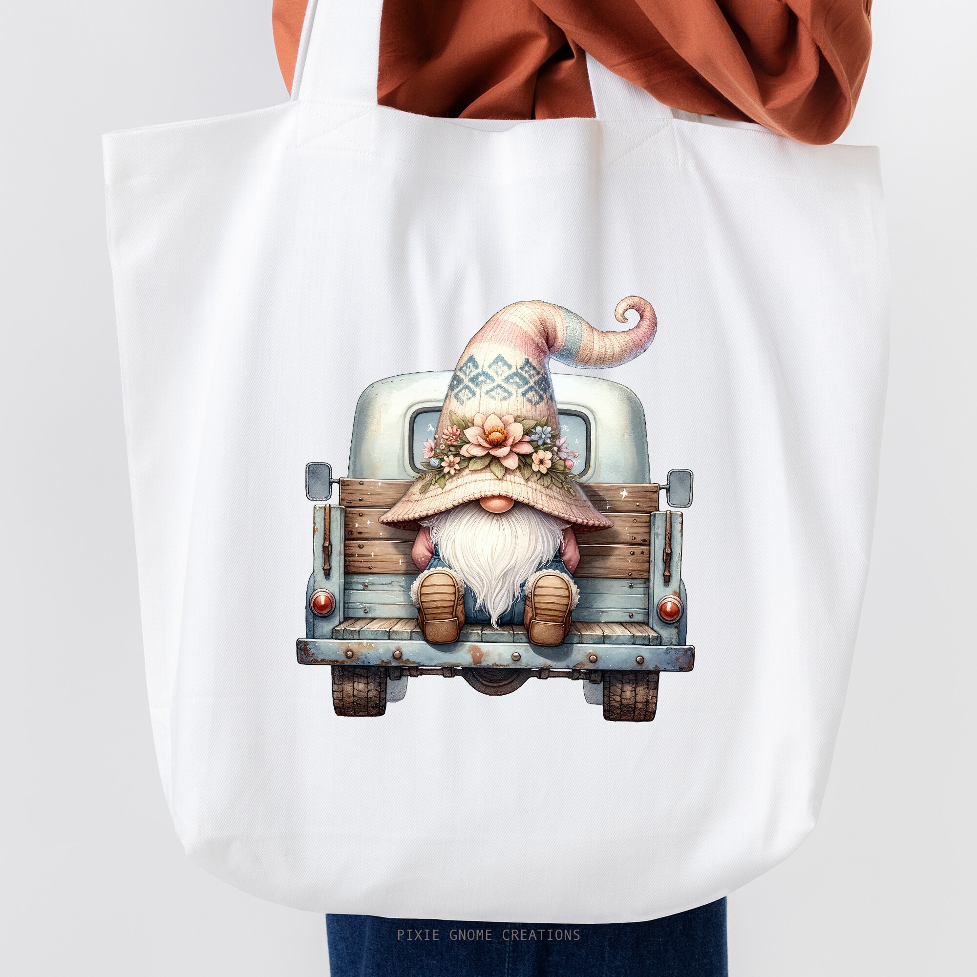 Watercolor Retro Truck Gnome Clipart PNG Bundle, Garden Gnome With ...