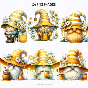 Watercolor Honey Bee Gnomes Clipart, Bee Gnome Clipart, Watercolor ...