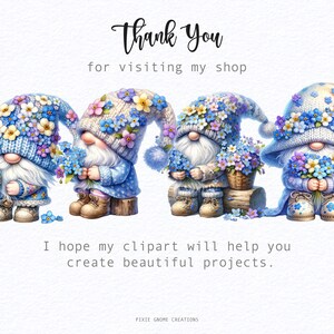 Watercolor Forget Me Not Flower Wreath Gnome Clipart Bundles, Gnome ...