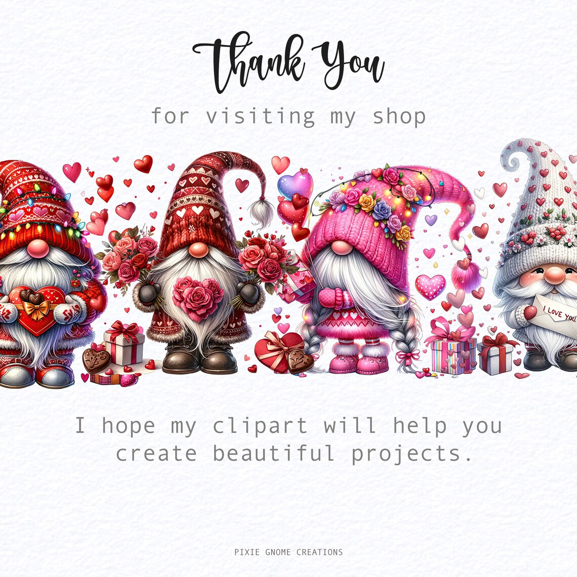 Watercolor Valentines Gnomes Clipart, Valentines Day Clipart Bundle ...